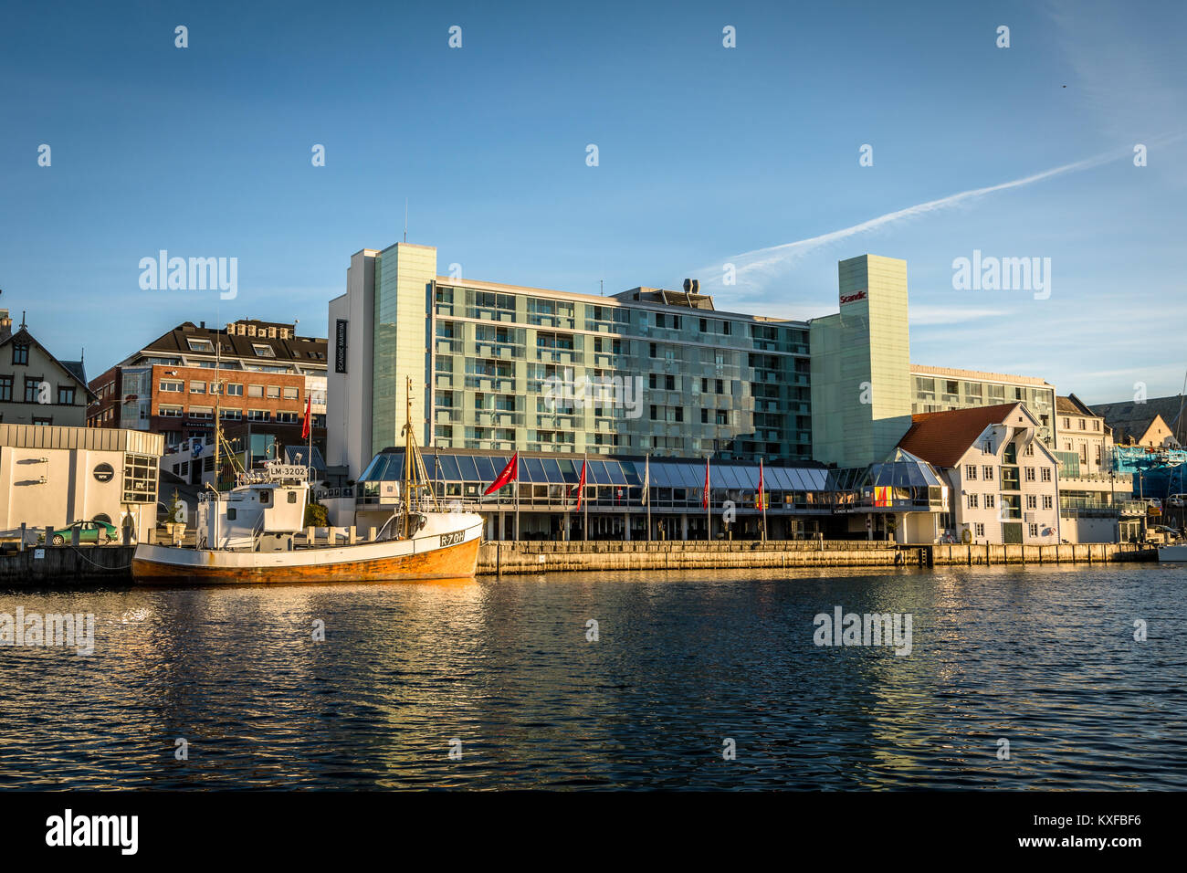 Haugesund, Norway - January 9, 2018: The city of Haugesund, with ...