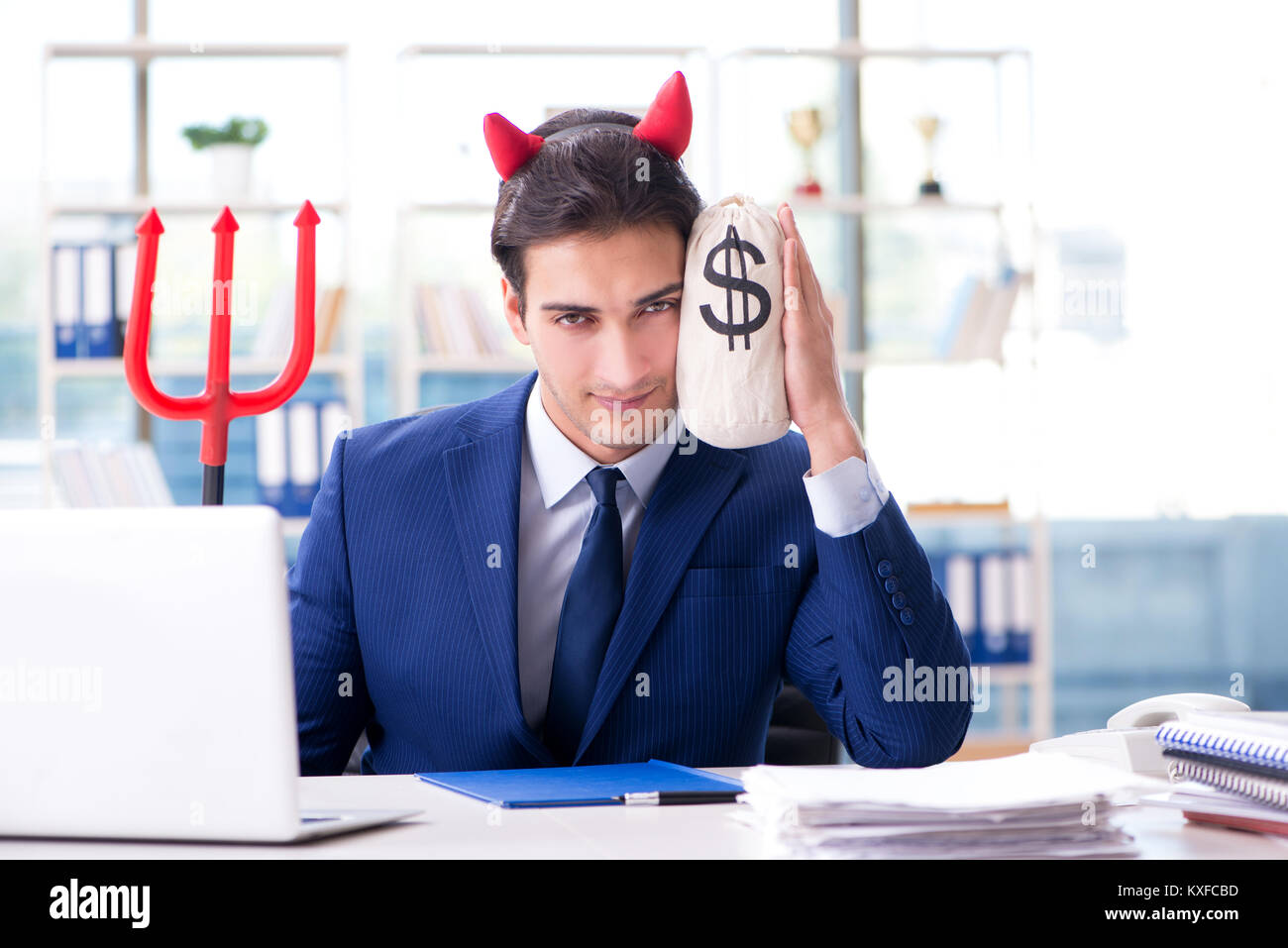 Devil angry businessman in the office Stock Photo - Alamy