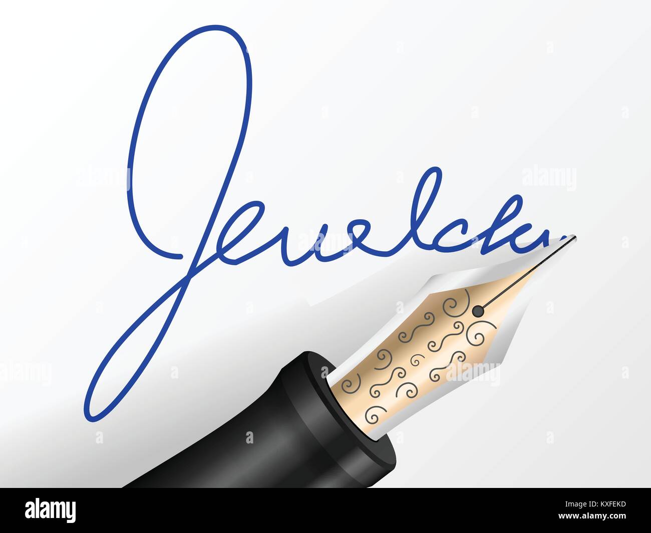 Fountain pen and signature on a sheet Stock Vector Image & Art - Alamy