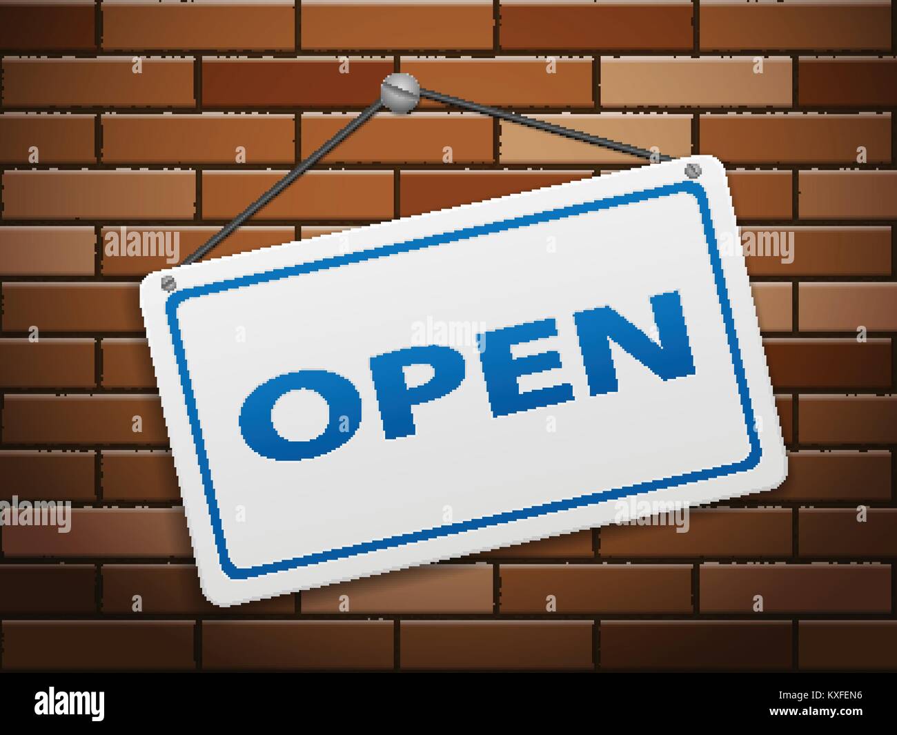 Open sign board on brick background Stock Vector Image & Art - Alamy