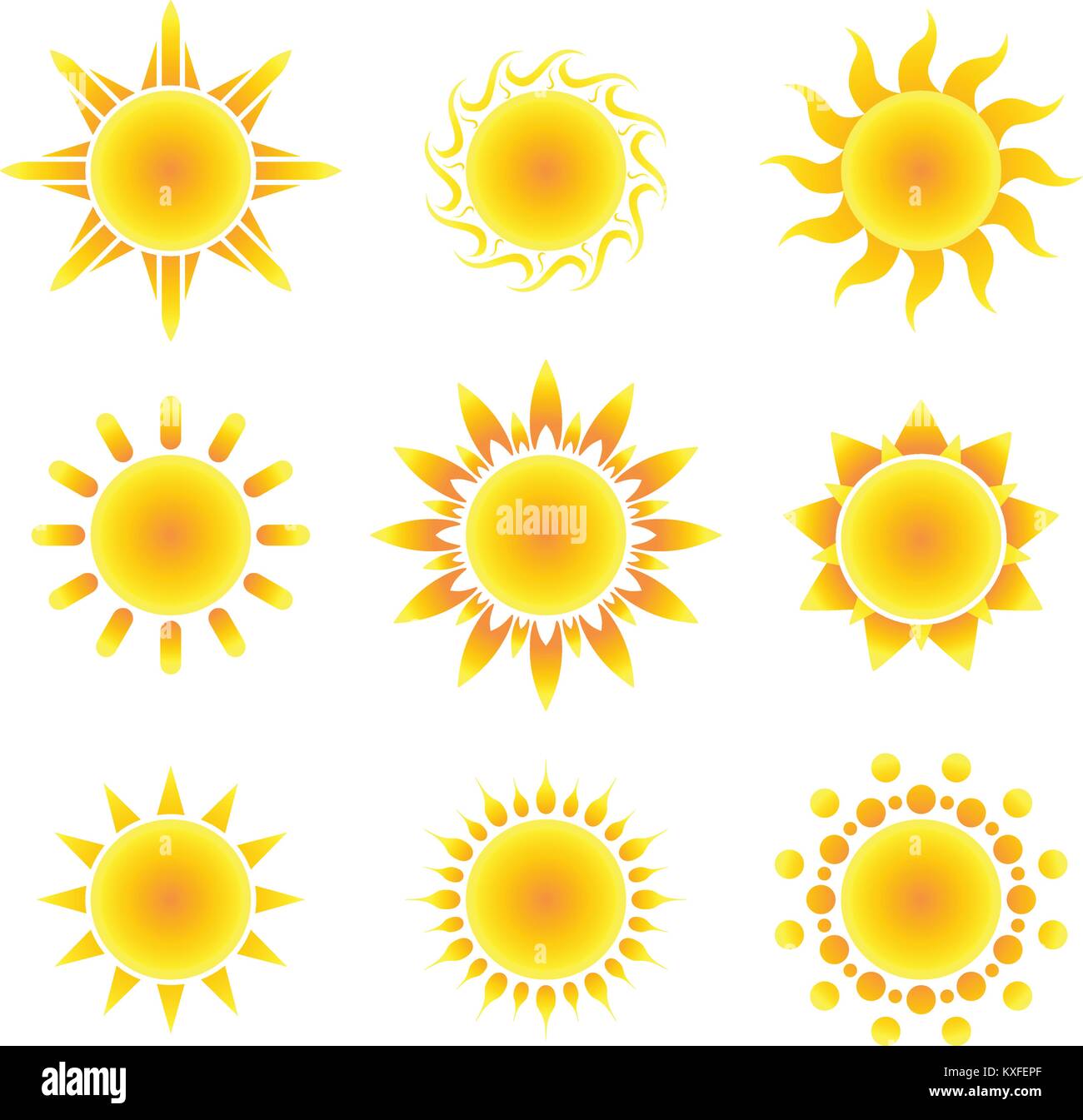 Sun symbol set on a white background. Vector illustration Stock Vector ...