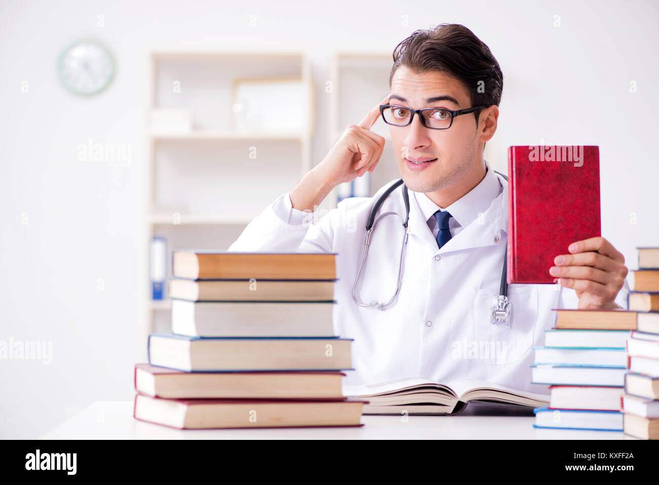 Medical student preparing for university exams Stock Photo - Alamy
