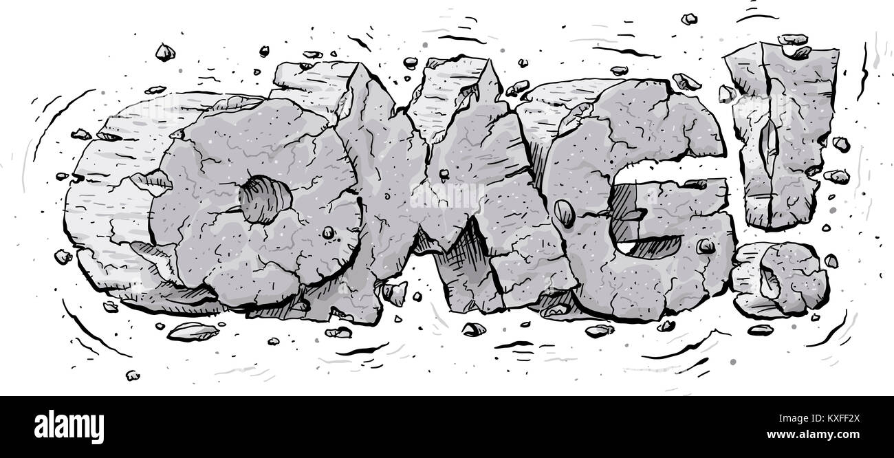 Cartoon text of the acronym OMG! made of quaking, cracking and ...