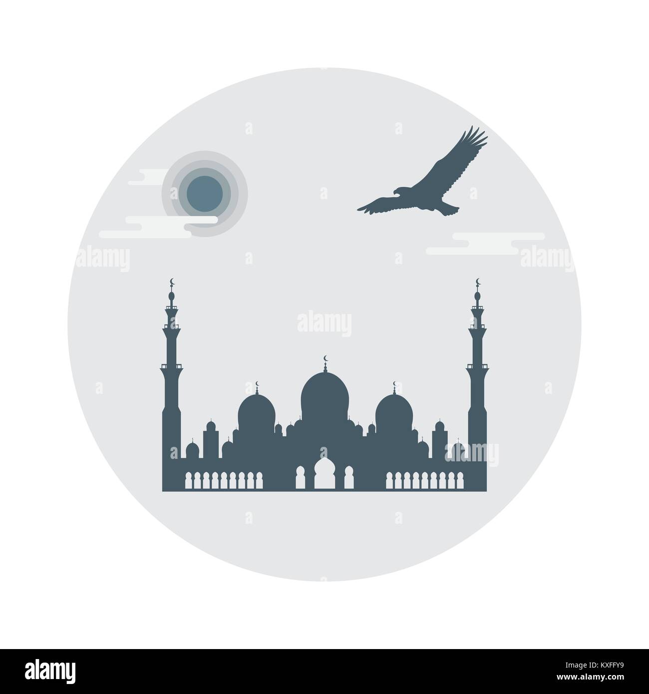 United Arab Emirates symbols. Sheikh Zayed Mosque silhouette and ...