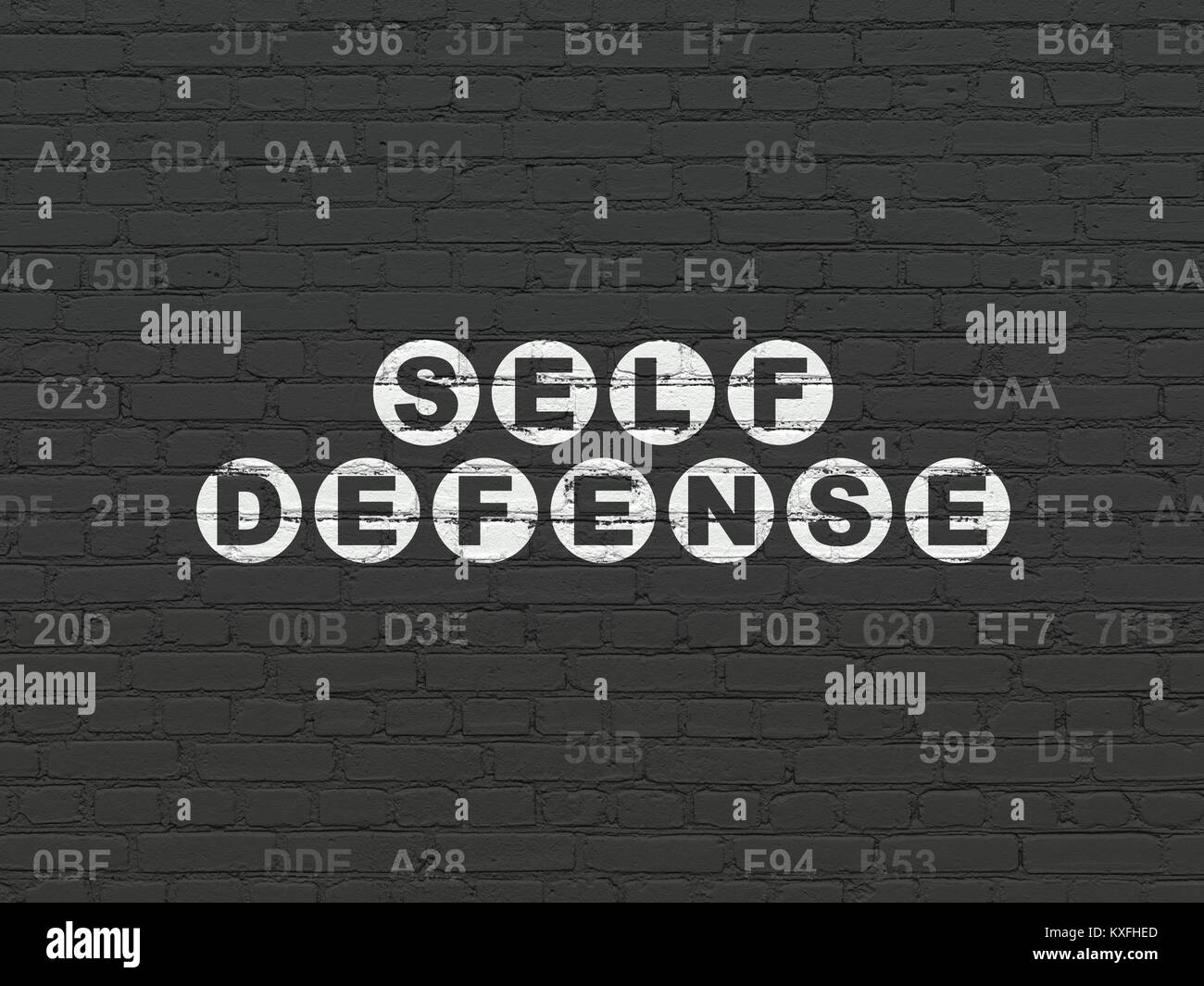 Protection concept: Self Defense on wall background Stock Photo - Alamy