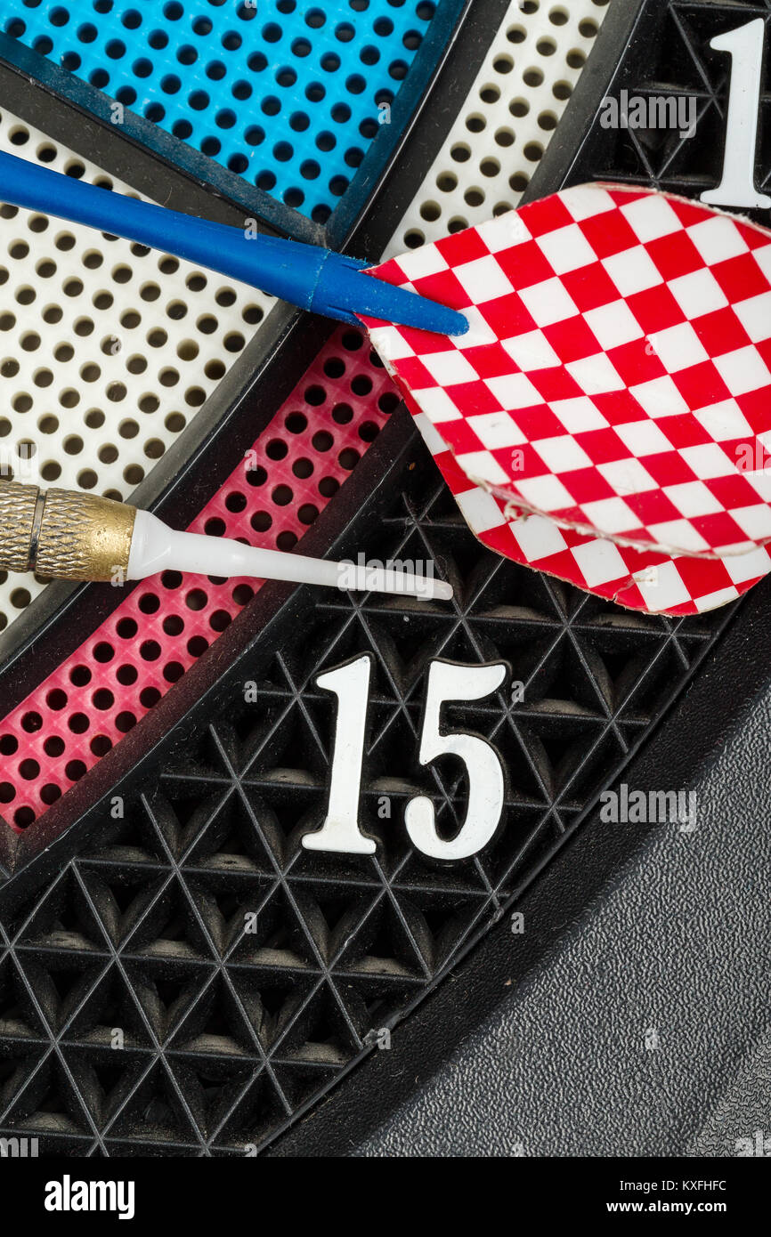 close up photo of old used darts board Stock Photo - Alamy