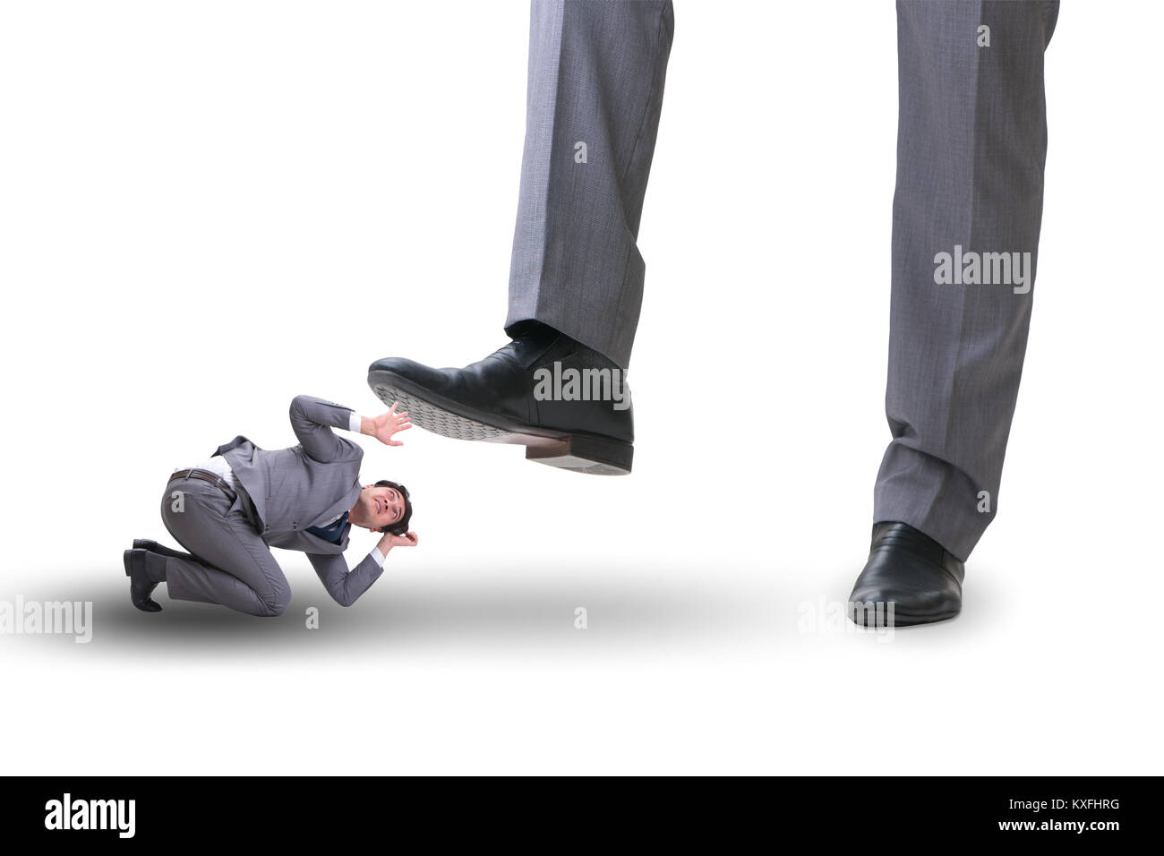 Bad angry boss stamping on employee in business concept Stock Photo - Alamy