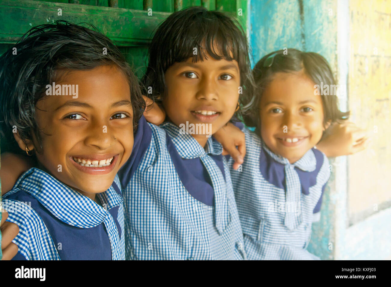 Three Portrait Girls smiling in school, rural india Stock Photo - Alamy