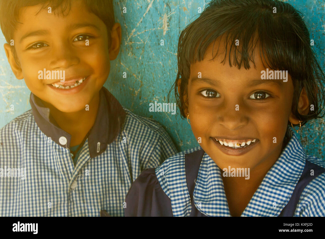Two villager school student smiling Stock Photo - Alamy