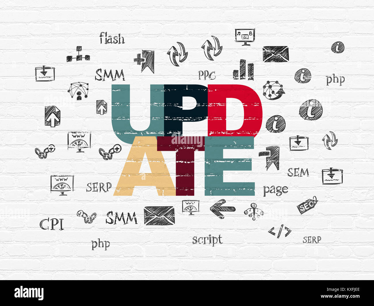 Web design concept: Update on wall background Stock Photo - Alamy