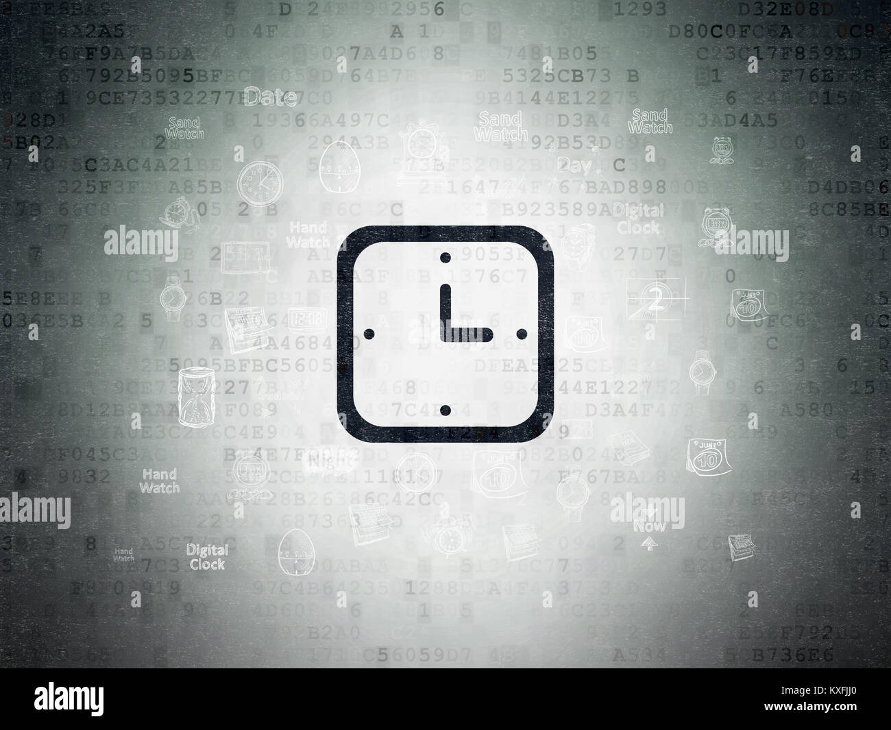 Timeline concept: Watch on Digital Data Paper background Stock Photo ...