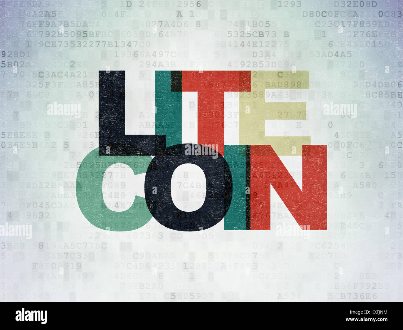 Blockchain concept: Litecoin on Digital Data Paper background Stock ...