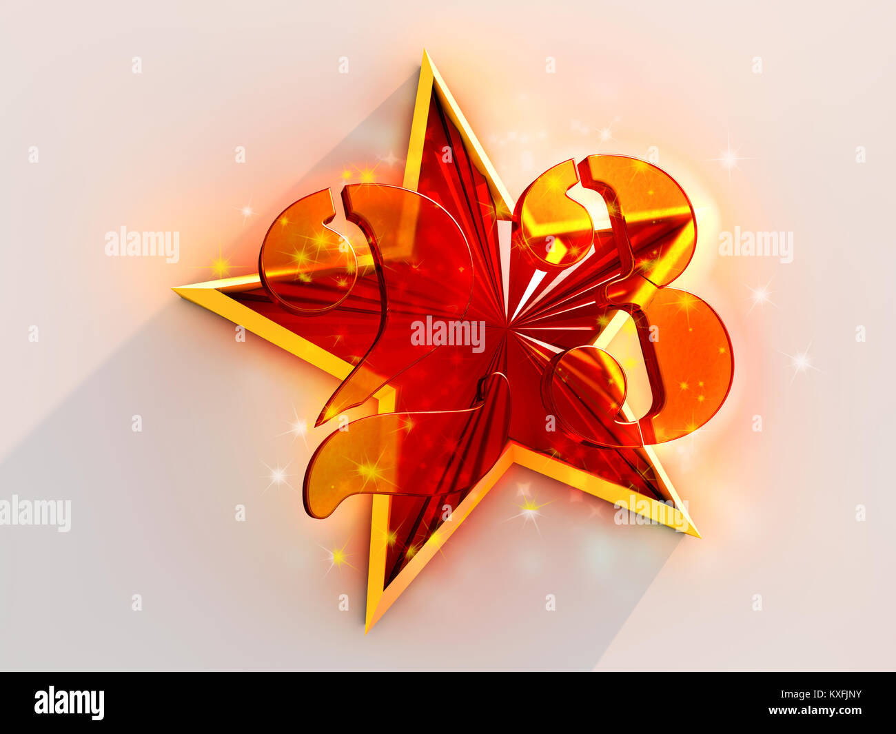 Red and gold star with number 23 on white background Stock Photo - Alamy