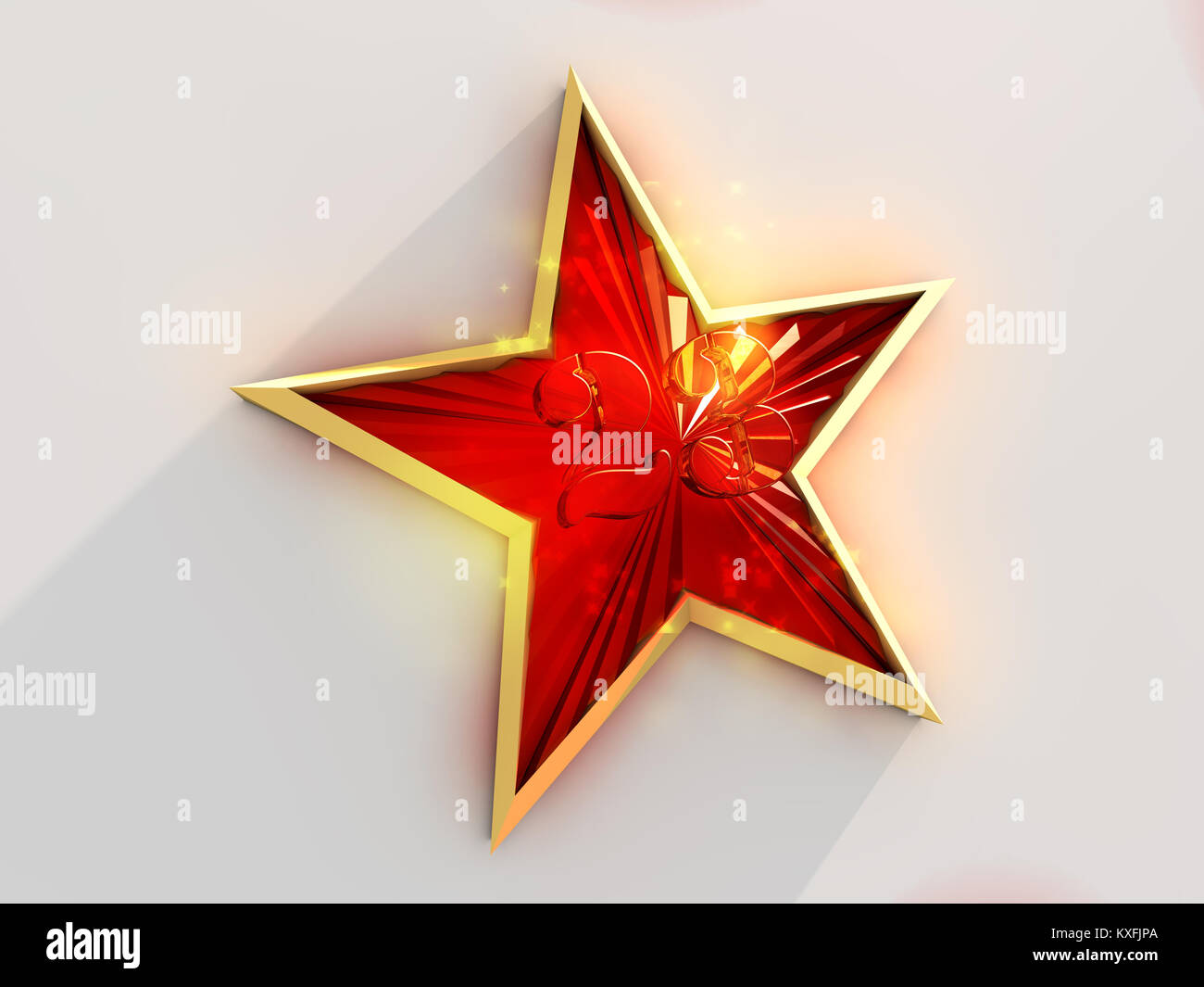 Red and gold star with number 23 on white background Stock Photo - Alamy