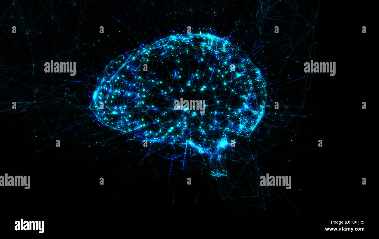 Polygonal brain shape of an artificial intelligence with lines and ...