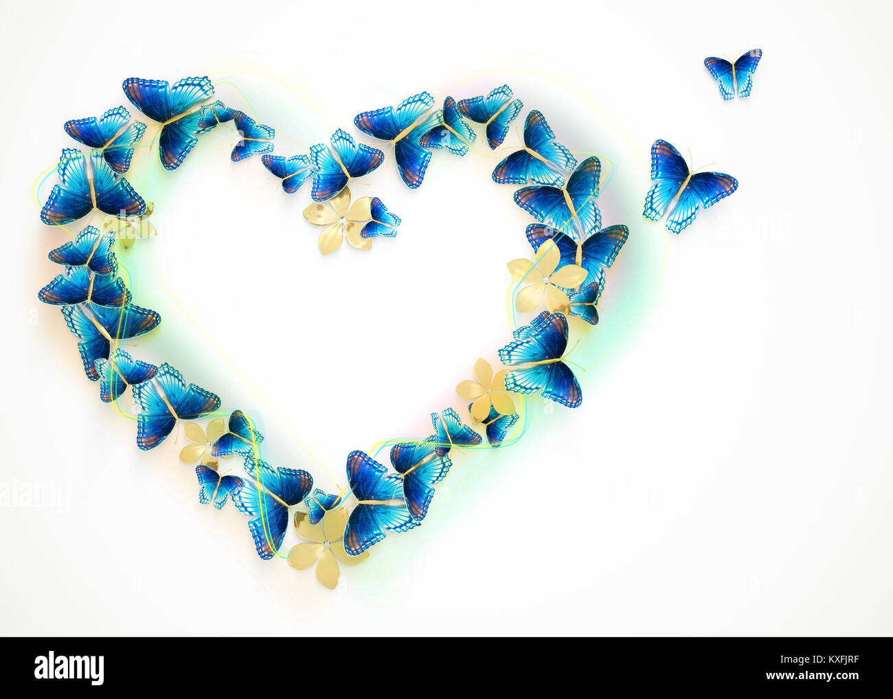 Red and green butterfly Stylized heart shaped on a white background ...