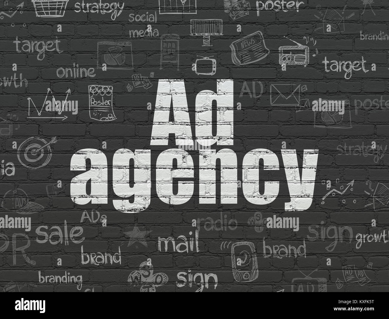 Marketing concept: Ad Agency on wall background Stock Photo - Alamy