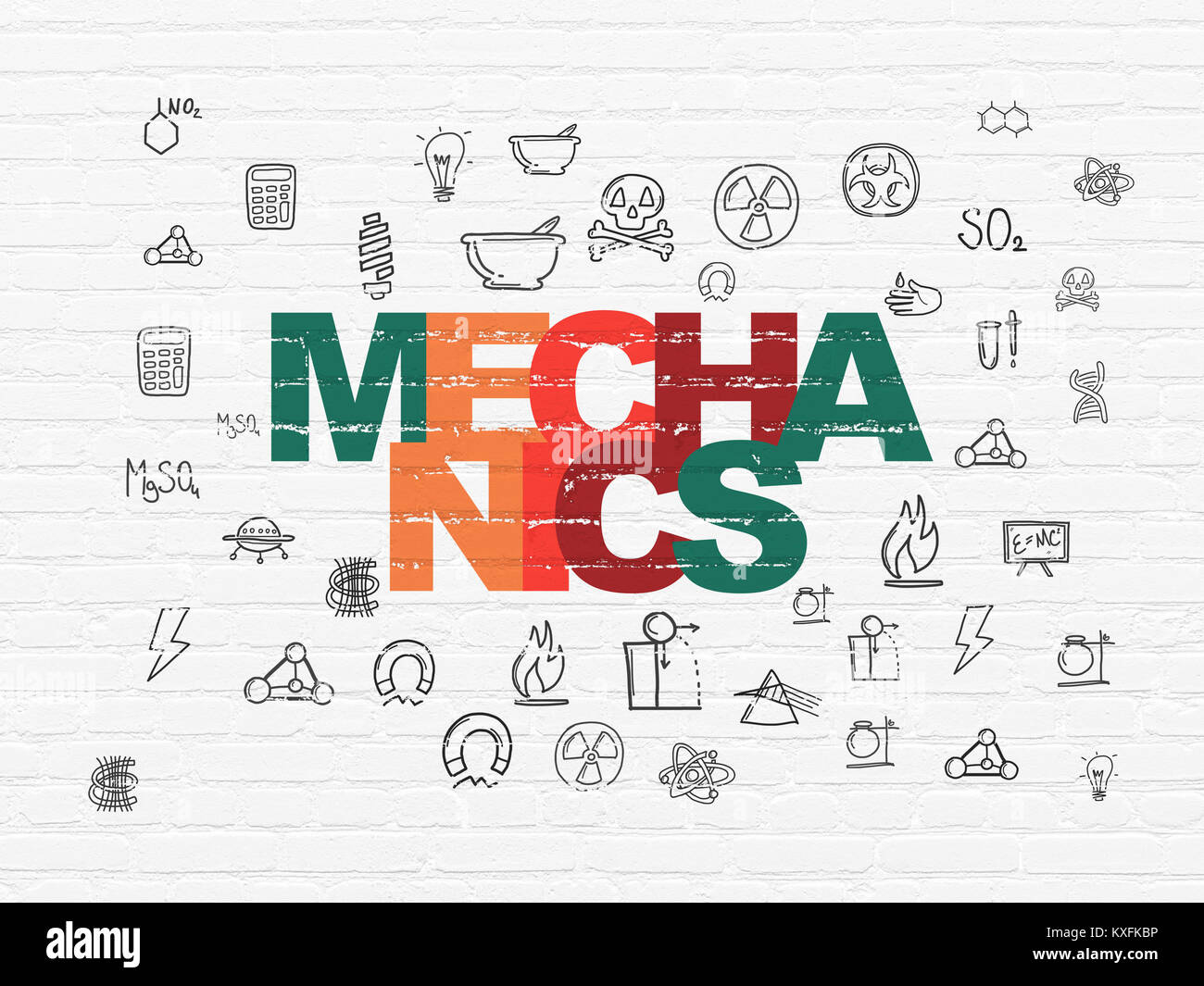 Science concept: Mechanics on wall background Stock Photo - Alamy