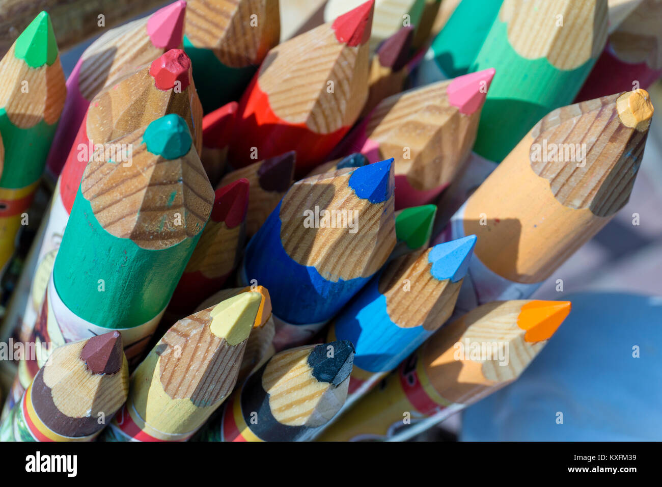 Many colorful pencils closeup Stock Photo - Alamy