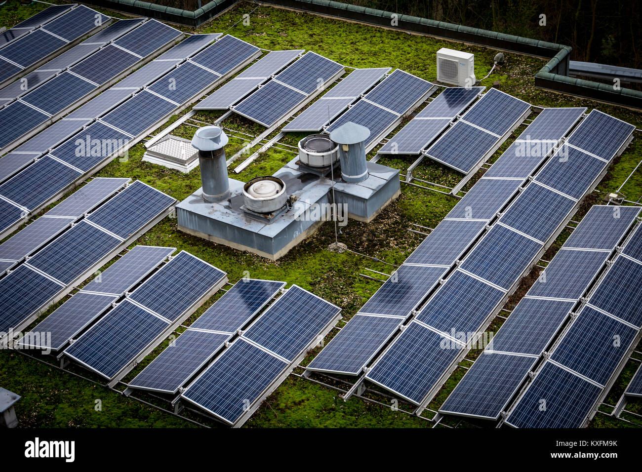 Side view of a building with solar panels Stock Photo - Alamy