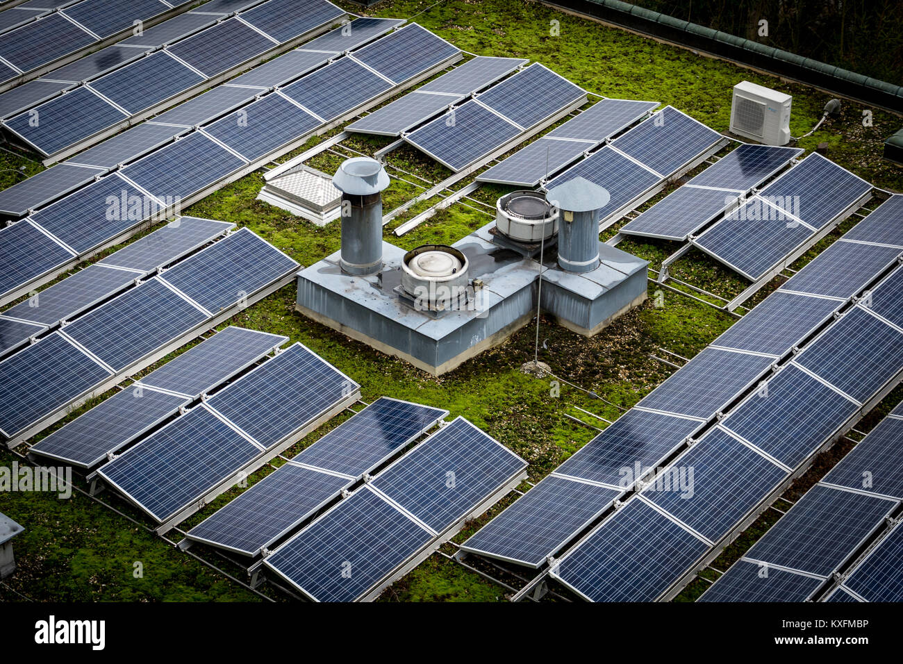 Side view of a building with solar panels Stock Photo - Alamy