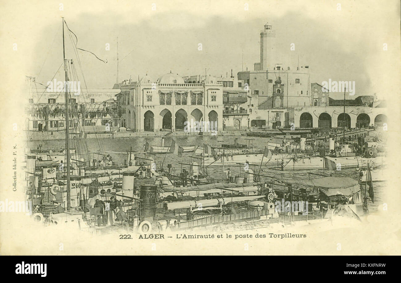 A historical photograph of the Alzir naval fleet, featuring torpedo ...