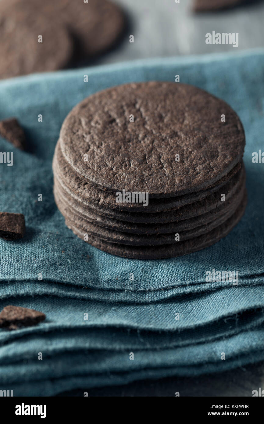 Homemade Round Chocolate Wafer Cookies in a Stack Stock Photo - Alamy