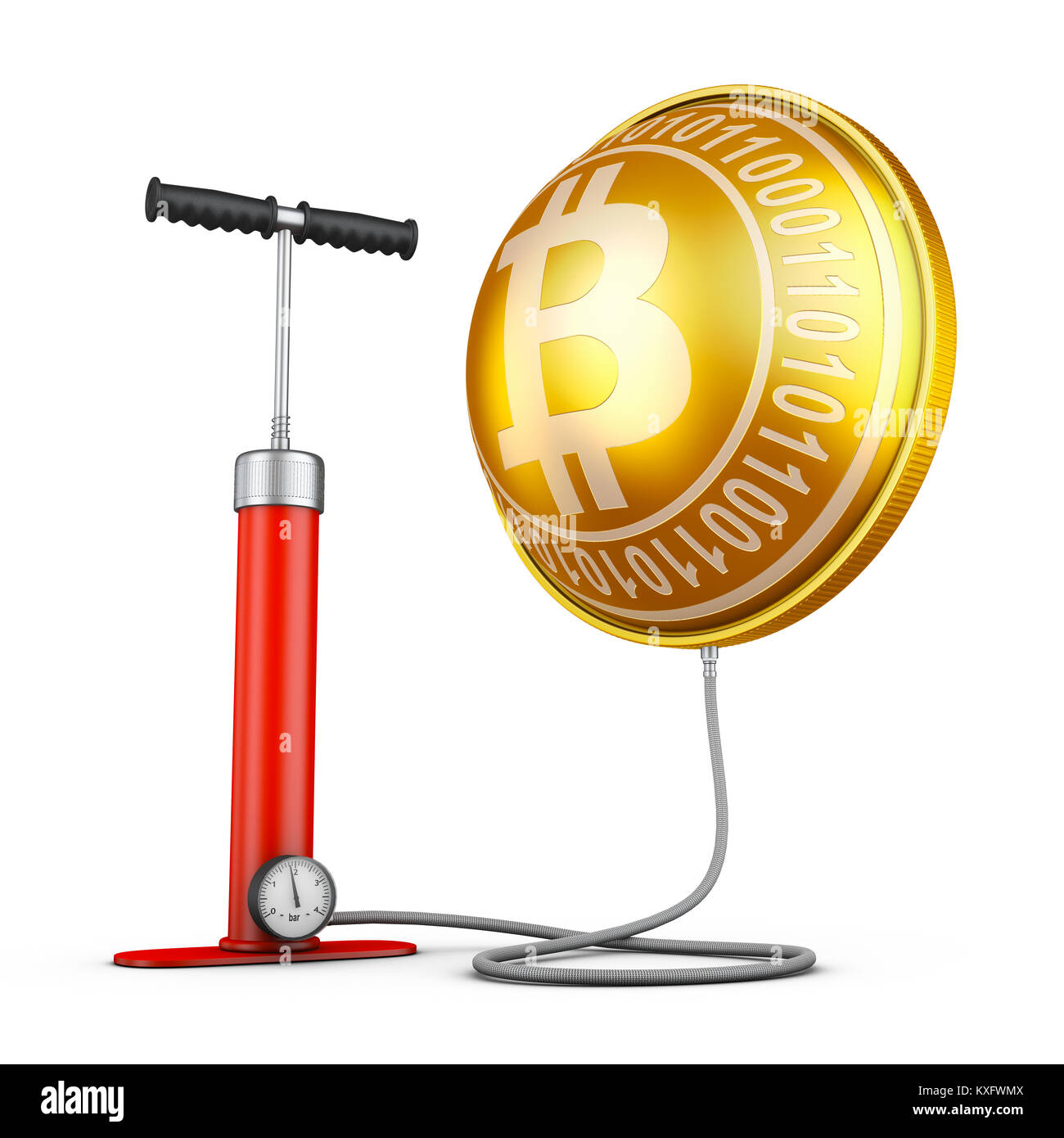 Pump and inflated coin Bitcoins. 3d rendering Stock Photo - Alamy