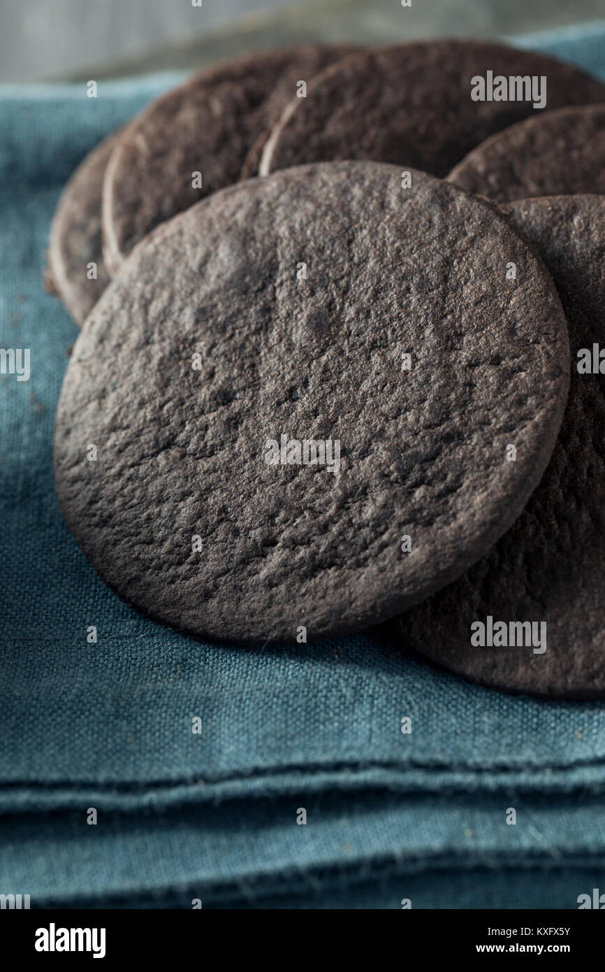 Homemade Round Chocolate Wafer Cookies in a Stack Stock Photo - Alamy