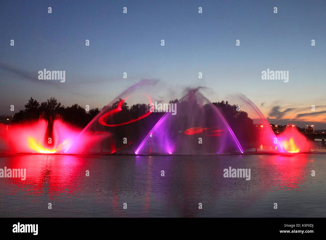 VINNITSA, UKRAINE - SEPTEMBER 4: Biggest fountain on the river was ...
