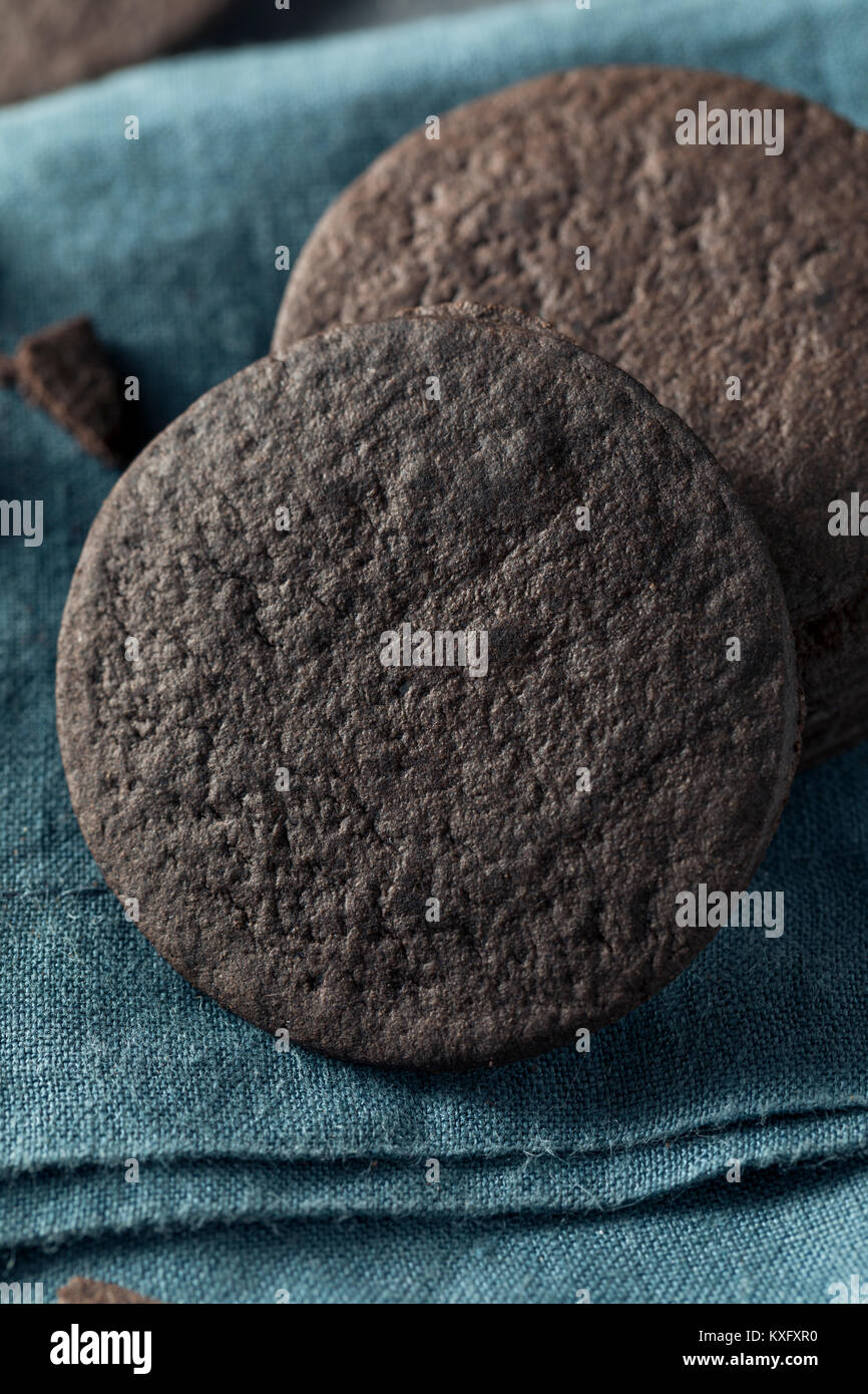 Homemade Round Chocolate Wafer Cookies in a Stack Stock Photo - Alamy