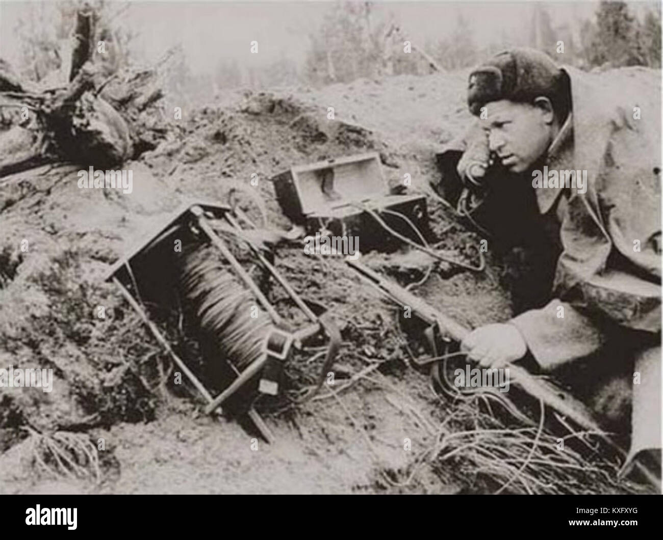 A historical photograph or record depicting communication methods and ...
