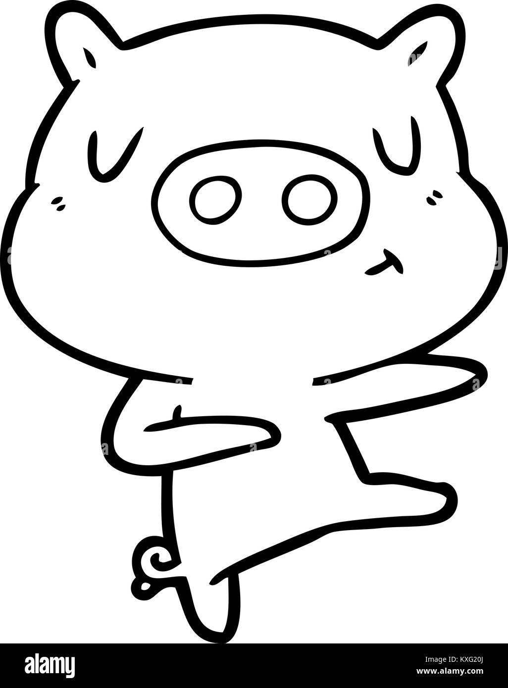 cartoon content pig dancing Stock Vector Image & Art - Alamy