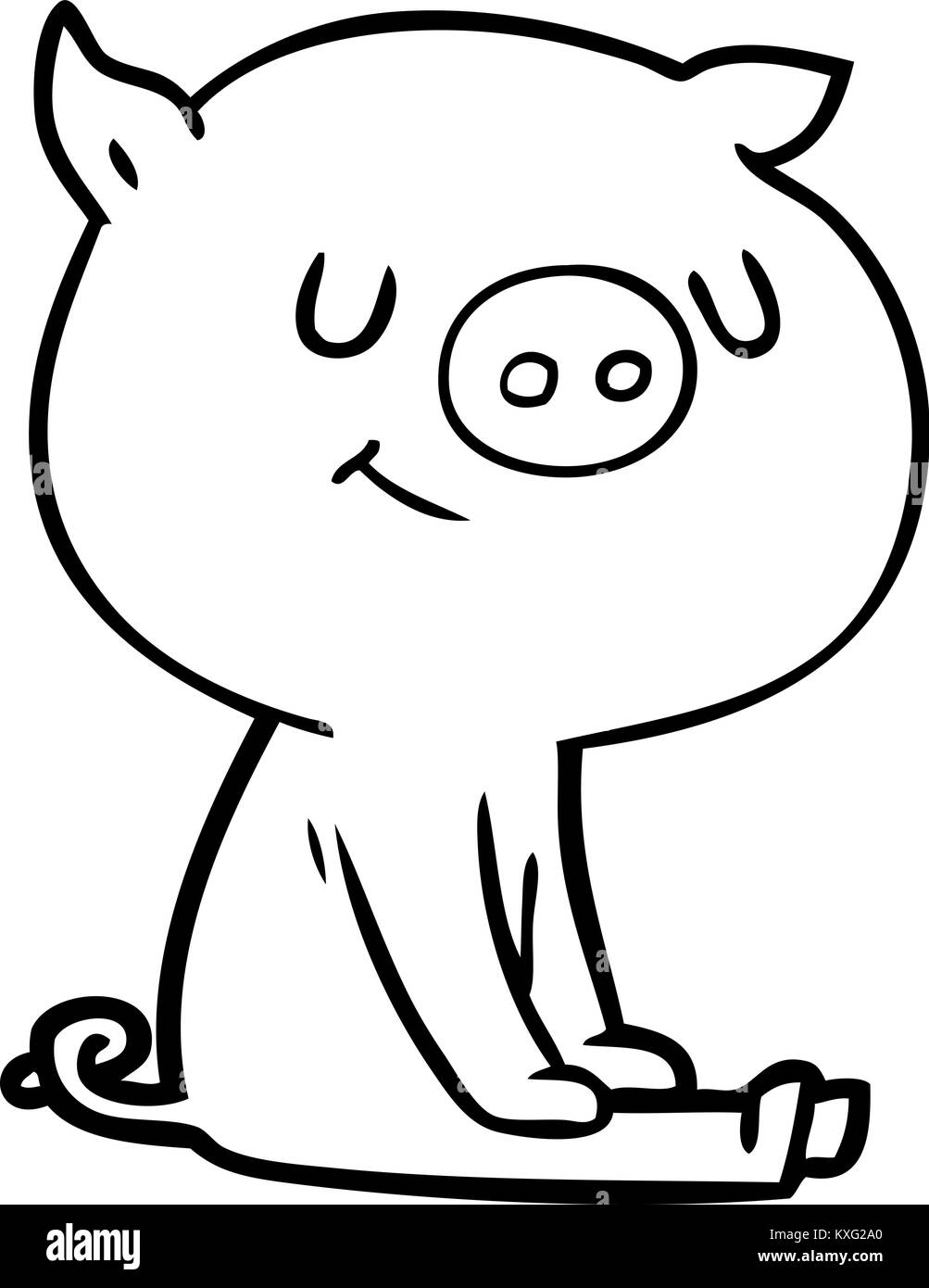 happy cartoon pig sitting Stock Vector Image & Art - Alamy