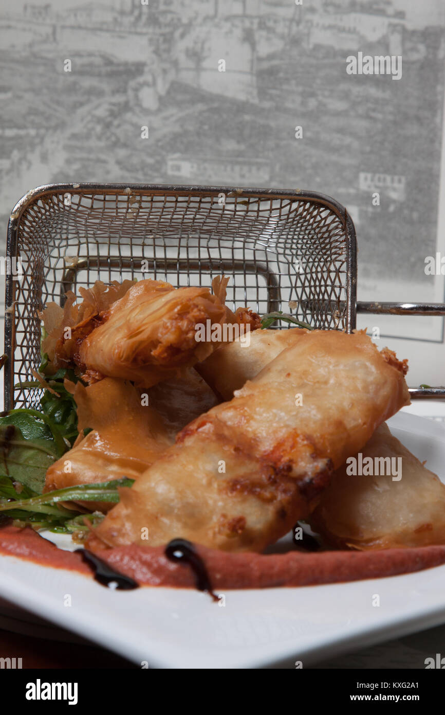 Traditional fried Greek food Stock Photo - Alamy