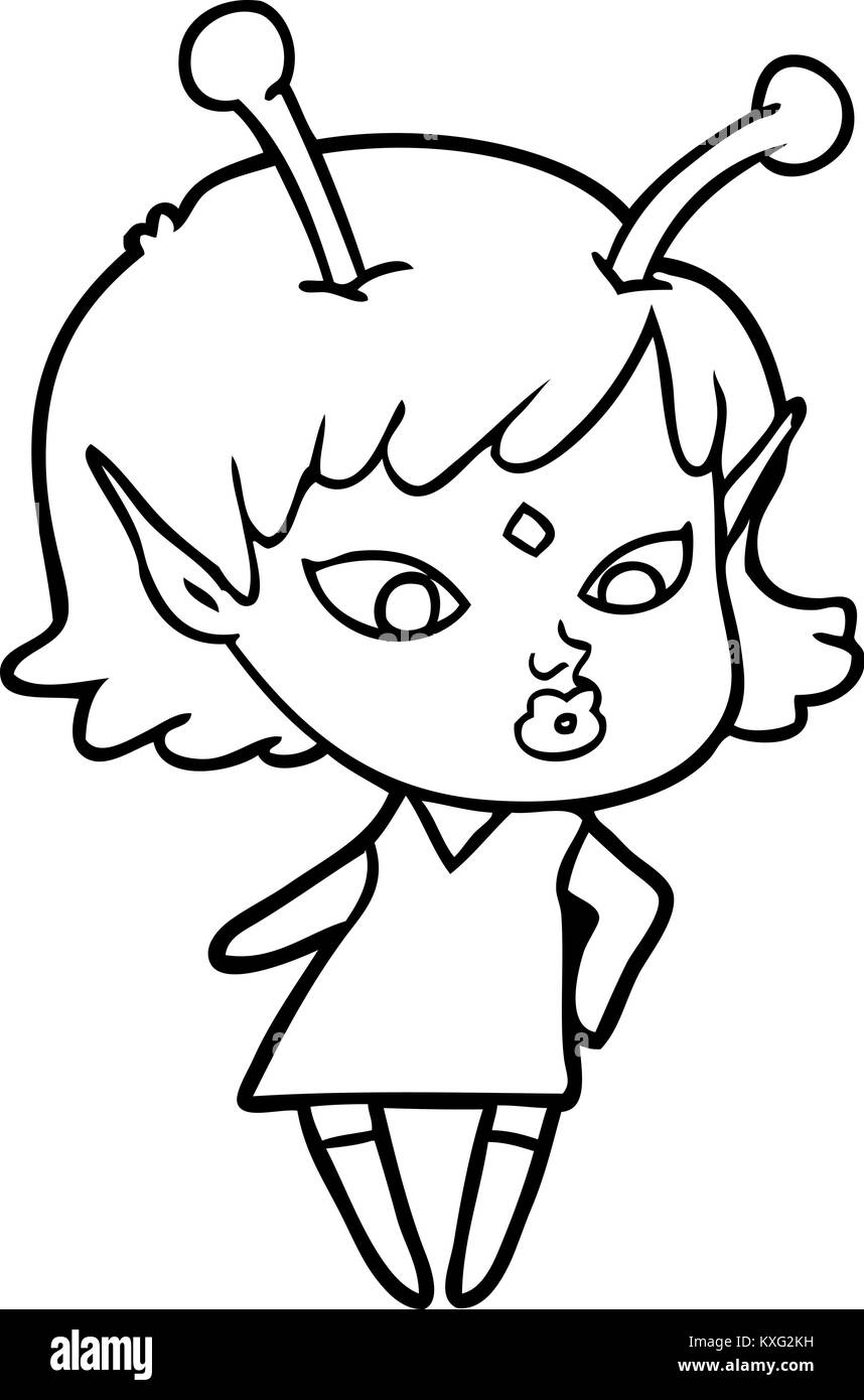 pretty cartoon alien girl Stock Vector Image & Art - Alamy