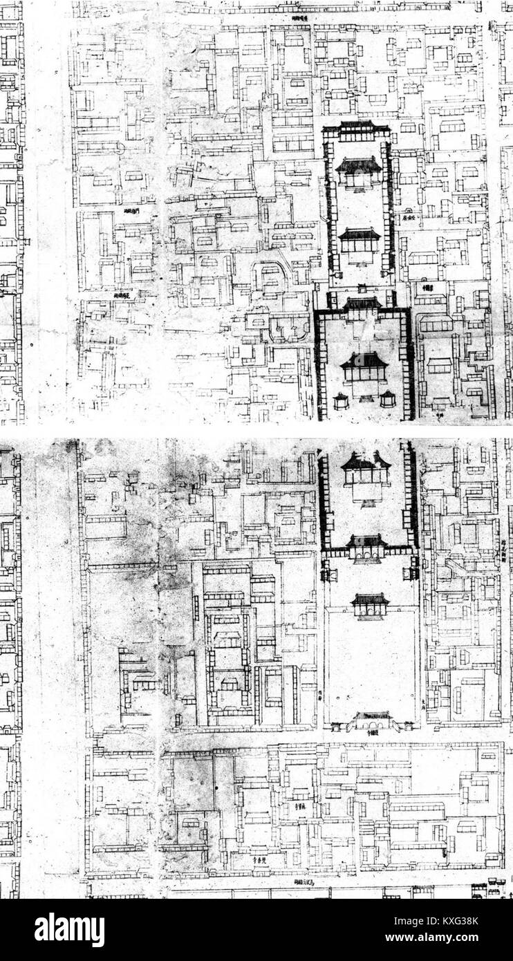 This map from the Qing Dynasty shows a detailed layout of Beijing ...