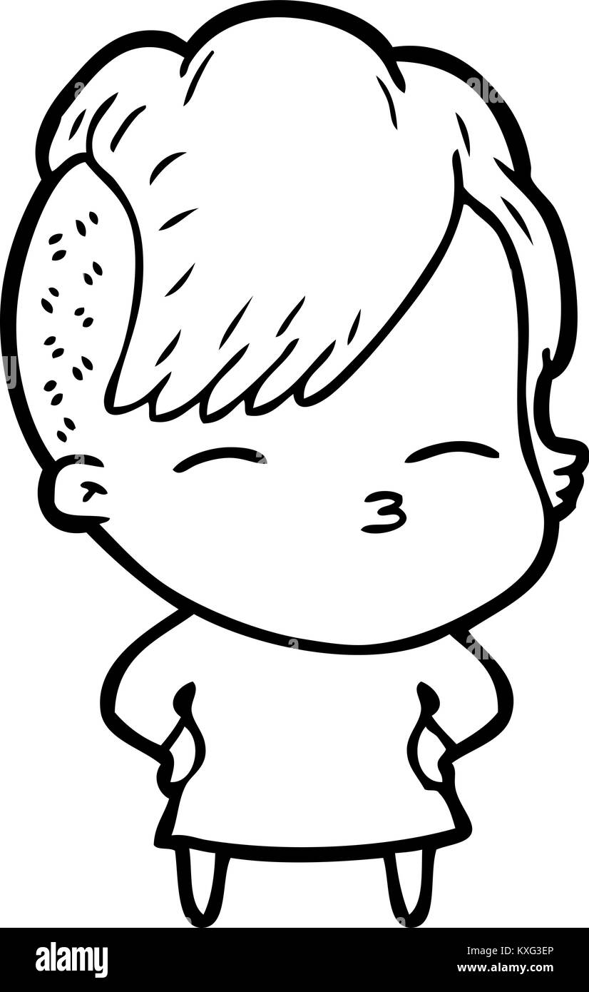 cartoon squinting girl Stock Vector Image & Art - Alamy