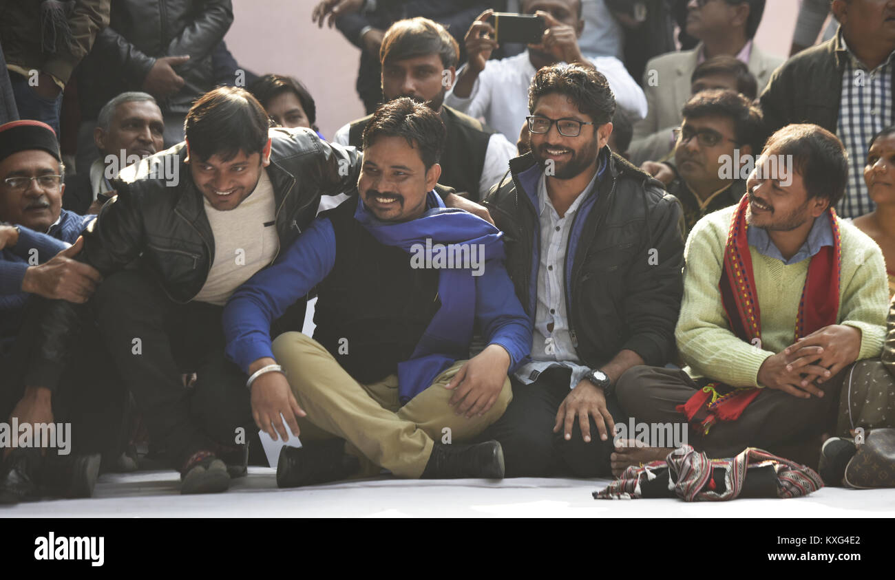 NEW DELHI, INDIA - JANUARY 9: from left) Kanhaiya Kumar, Vinay Ratan ...