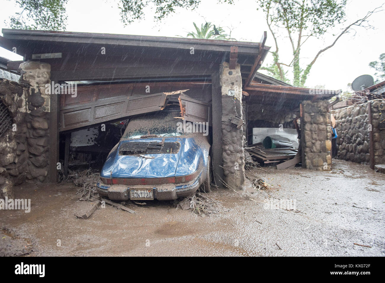 Montecito, California, USA. 9th Jan, 2018. Damage done by flood waters ...