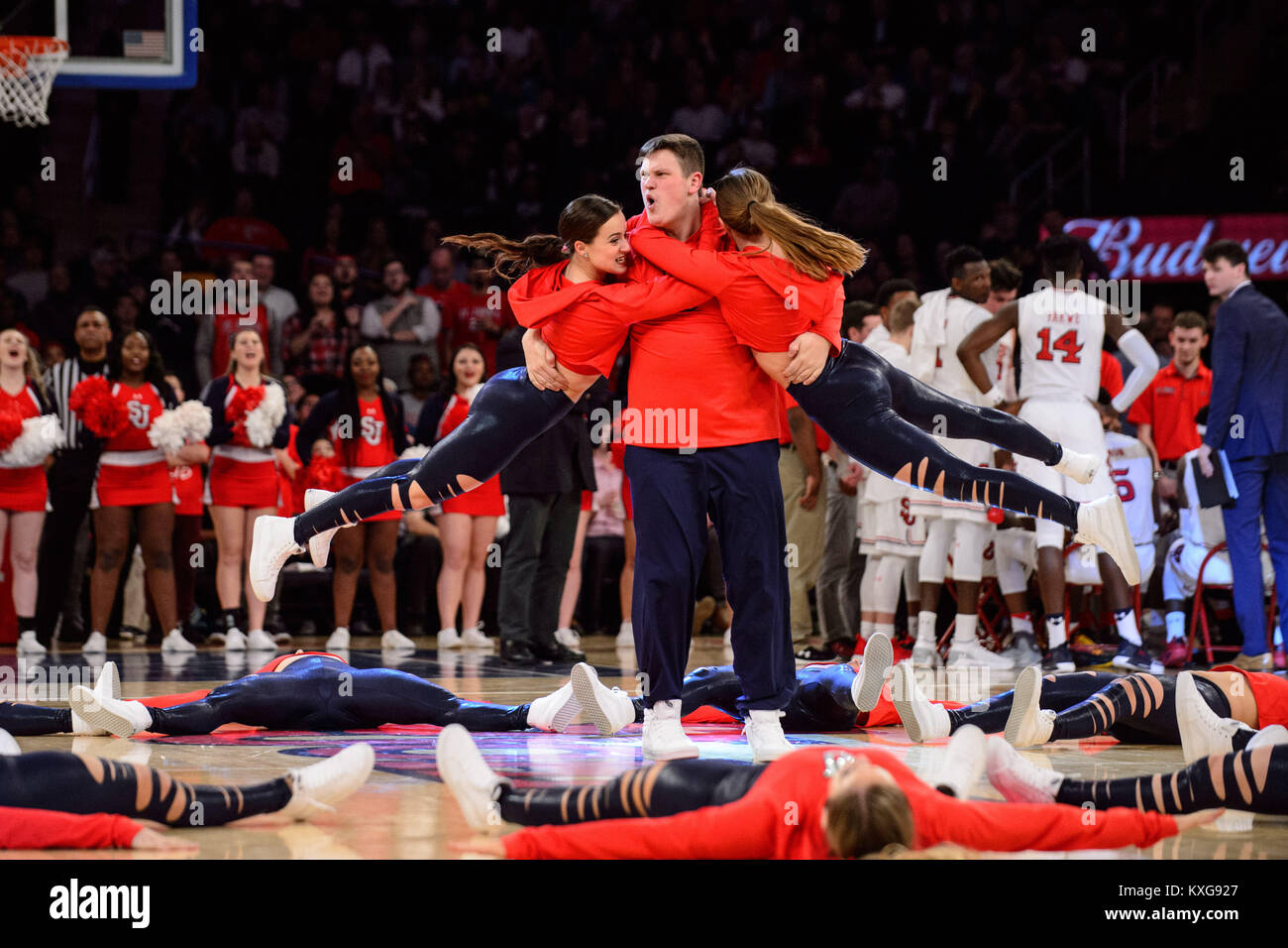 January 09, 2018: The St. John's Red Storm dance team performs during ...
