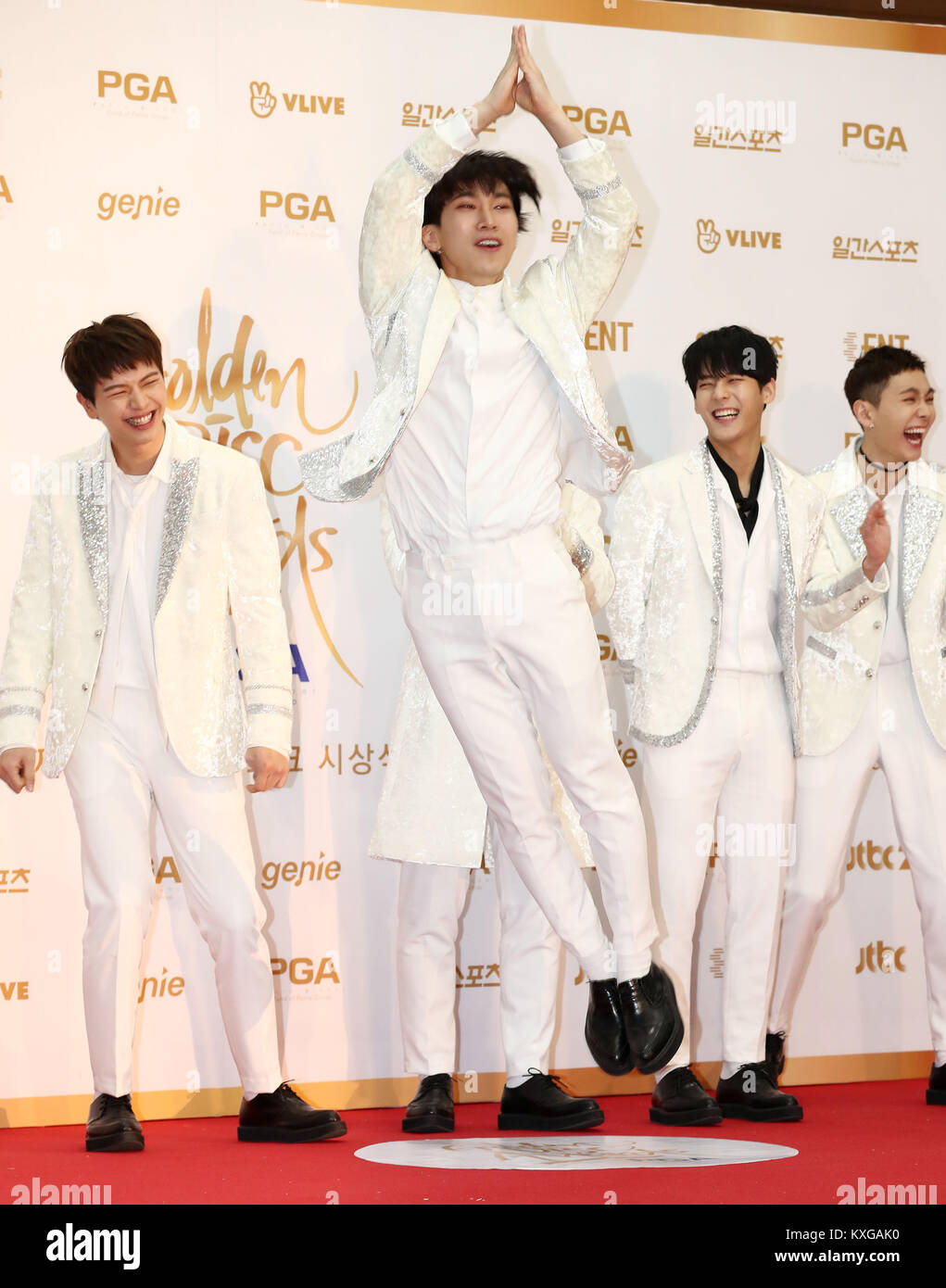 10th Jan, 2018. BTOB at awards ceremony South Korean boy band BTOB poses for a photo at the 32nd ...