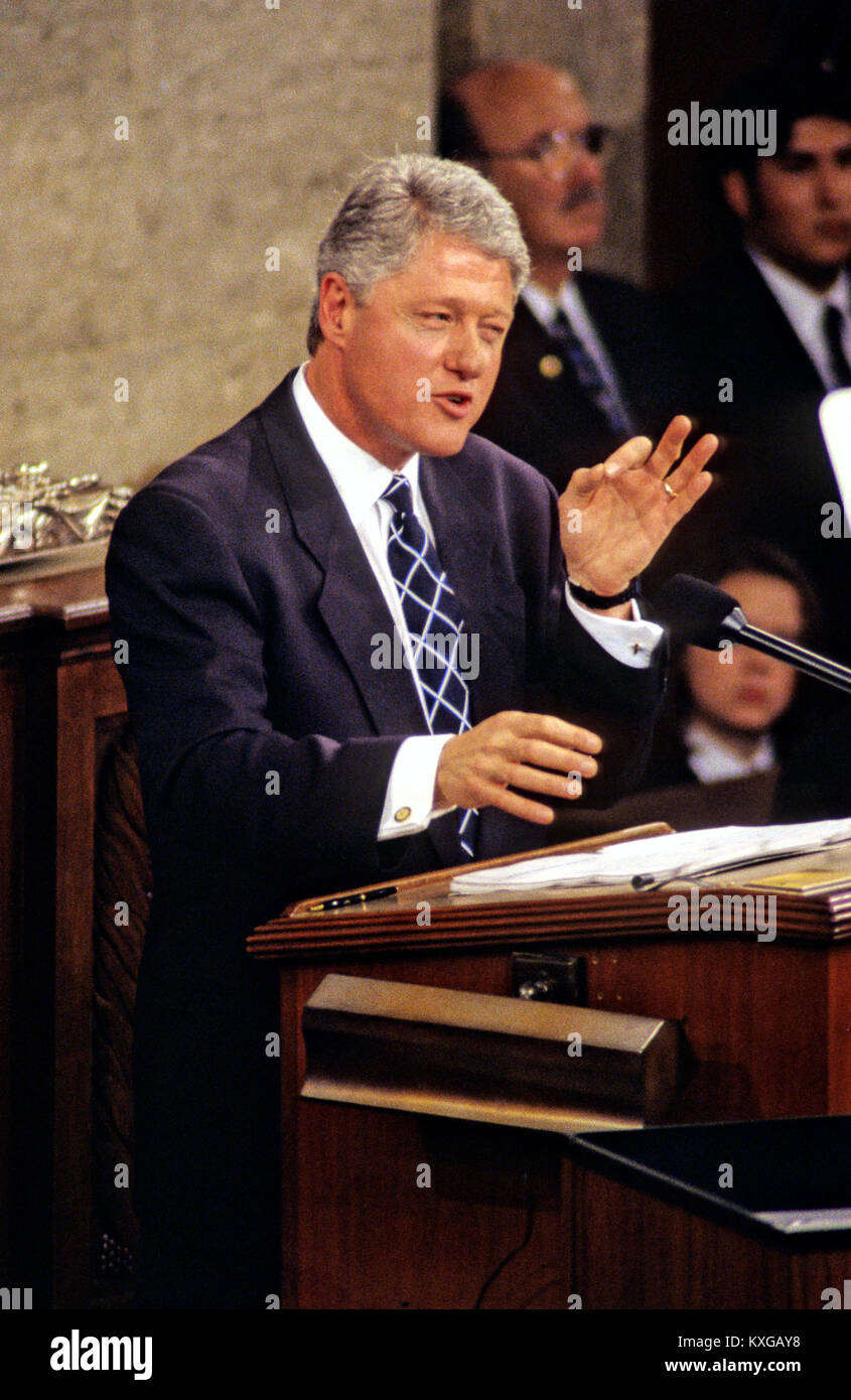 United States President Bill Clinton delivers his annual State of the ...
