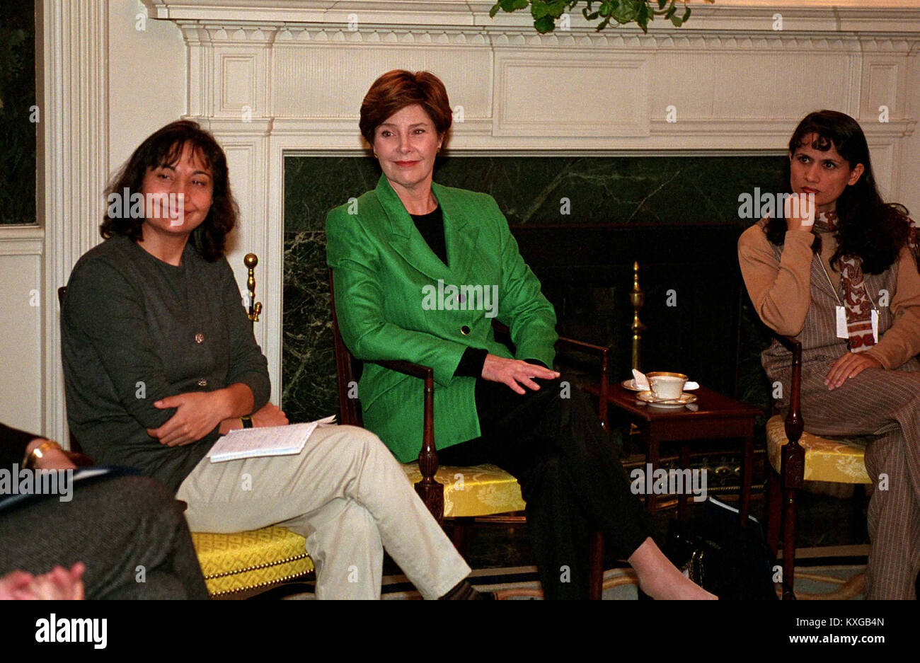 First lady Laura Bush meets with 12 women from Afghanistan at the White ...