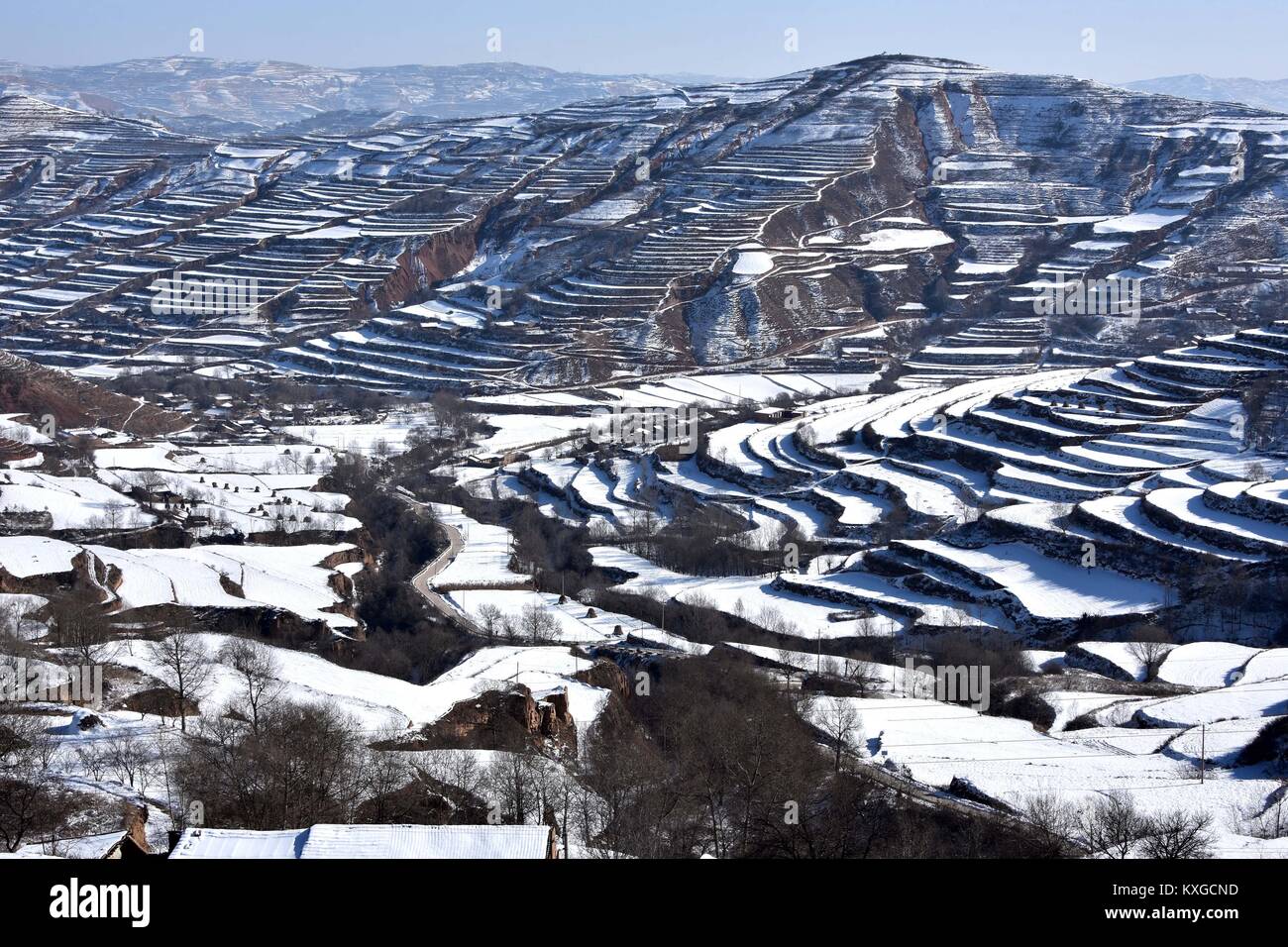 Weiyuan. 10th Jan, 2018. Photo taken on Jan. 10, 2018 shows scenery of ...