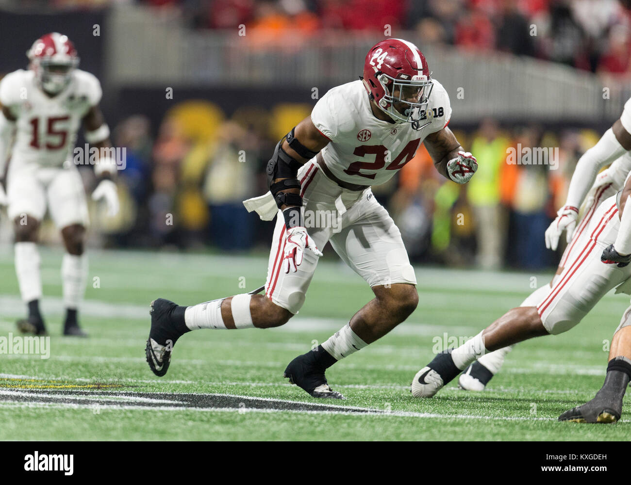 Overtime. 08th Jan, 2018. Alabama linebacker Terrell Lewis (24) during ...