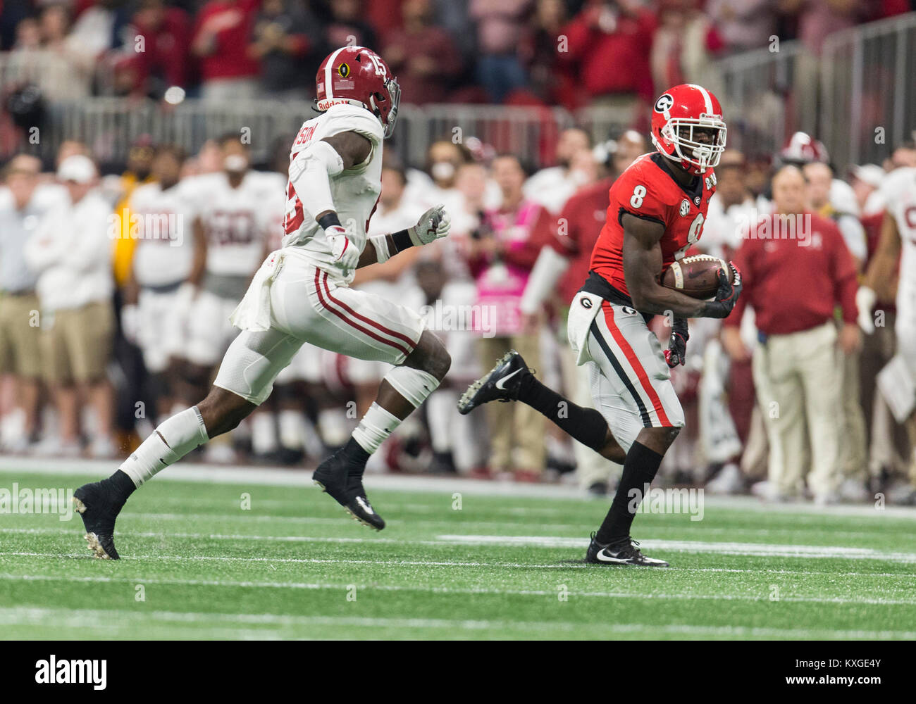 Atlanta, Georgia, USA. 8th Jan, 2018. Georgia wide receiver Riley ...