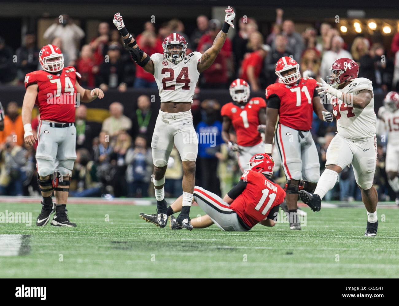 Atlanta, Georgia, USA.08th Jan, 2018. Alabama linebacker Terrell Lewis ...