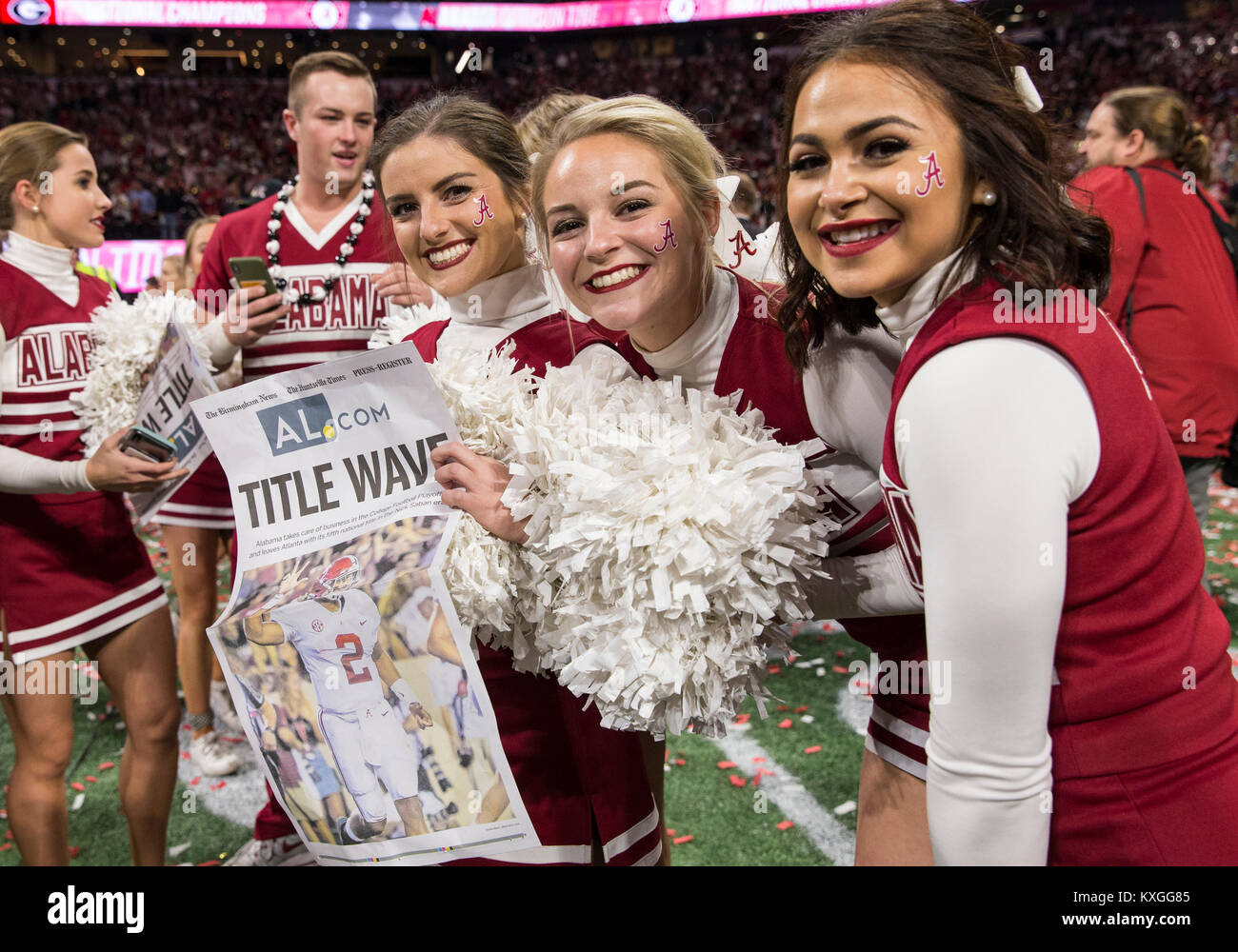 Atlanta, Georgia, USA.08th Jan, 2018. Alabama cheerleaders celebrate ...