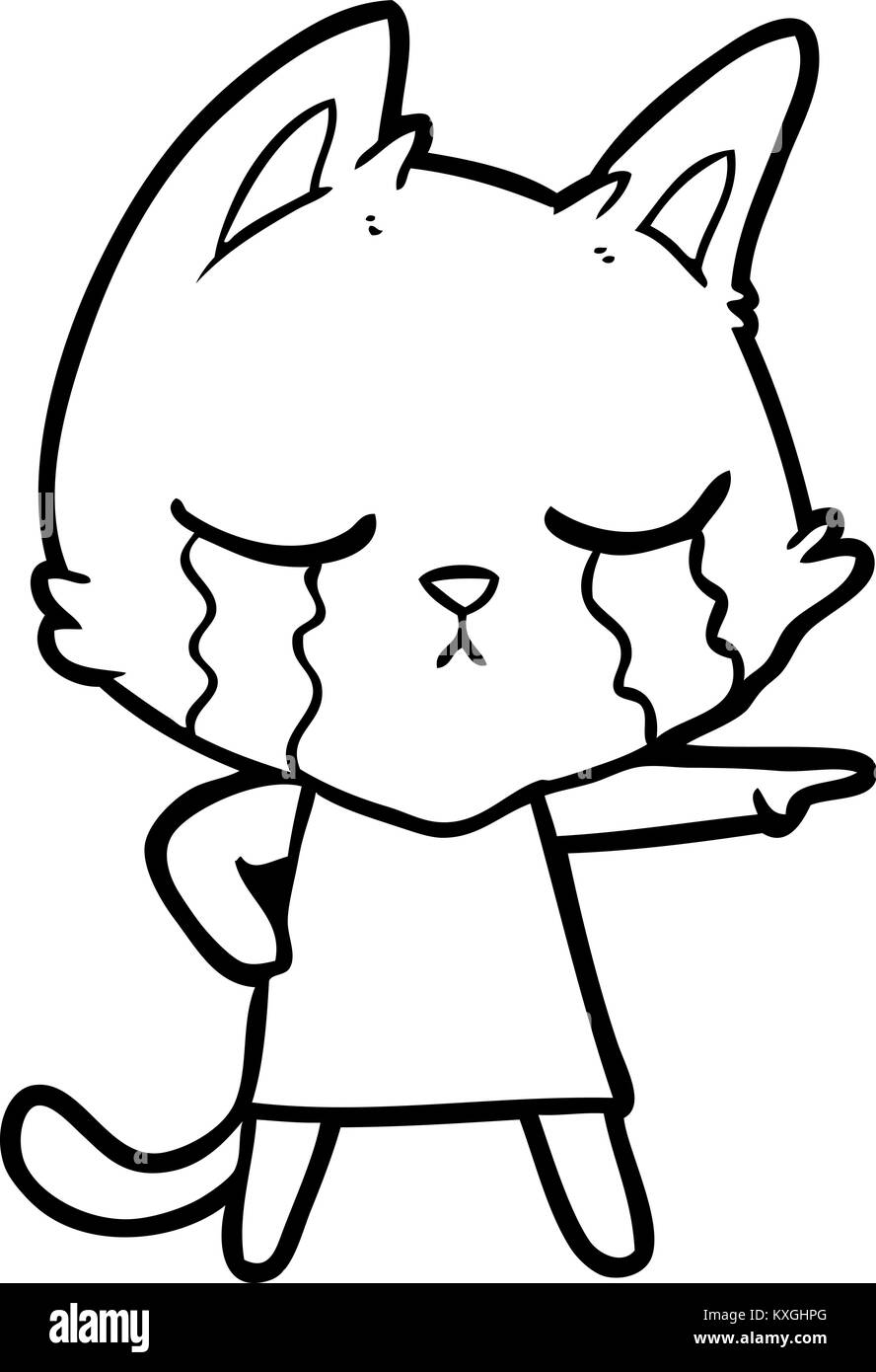 Crying Cat Lineart Cat And Dog Crying Drawing" — Image Created In